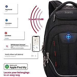 Swissdigital Design Terabyte TSA Laptop Backpack Men's USB Charging Port Large Capacity Business Travel Backpack Black（J16BTFB-41）| With Apple Find My Network