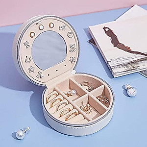 ZZYINH AN207 Leather Portable Jewelry Box Jewel Casket Portable Makeup Organizer Beauty Travel Box Festival Gift Small Jewelry (Color : White)