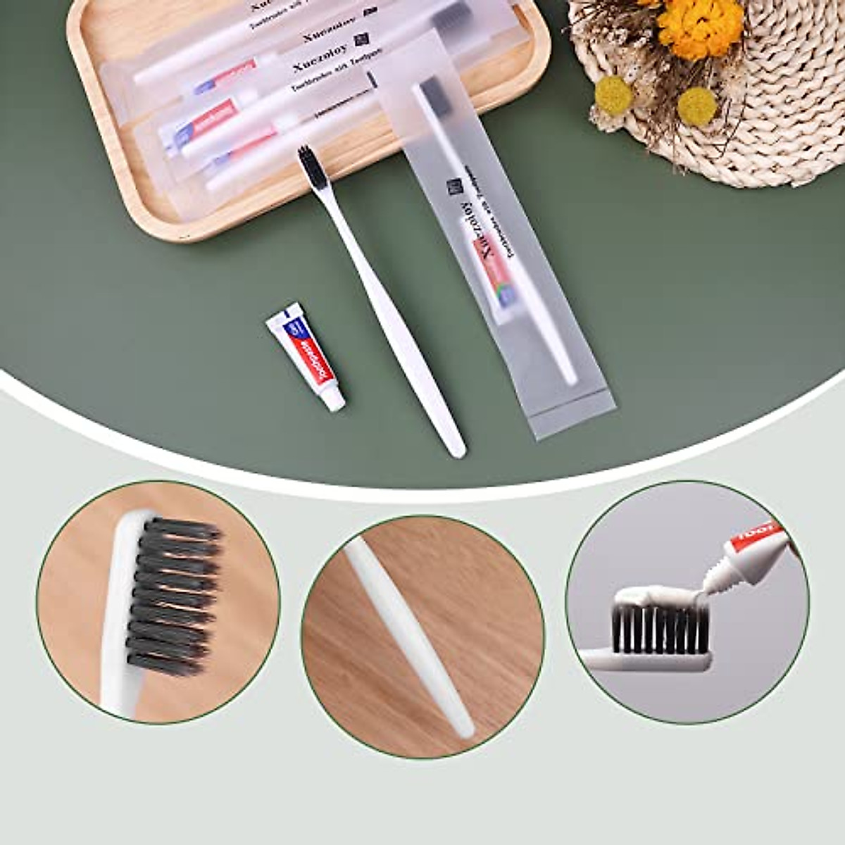 Xuezoioy Disposable Toothbrushes with Toothpaste Pack of 30,White Individually Wrapped Disposable Travel Toothbrush Kit in Bulk for Homeless,Nursing Home,Shelter,Hotel,Charity
