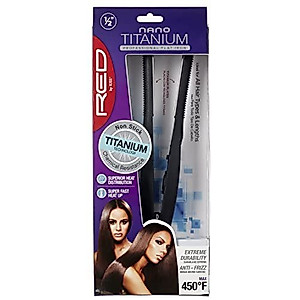 KISS Titanium Flat Iron, Red, 1/2"