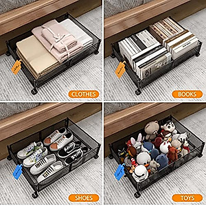CHAMUTY Under Bed Storage Containers with Wheels - Clothes, Shoes and Underbed Organizer for Bedroom Comforter Storage