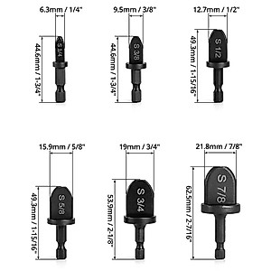 QWORK HVAC Repair Kit Air Conditioner Copper Pipe Expander Expansion Tool Manual Copper Tube Expander Drill Bit Soft Copper Pipe Tool Drill Bit Contains 1/4'', 3/8'', 1/2'', 5/8'', 3/4", 7/8" Bit