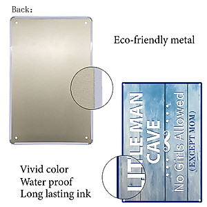 CREATCABIN Metal Tin Sign Man Cave No Girls Allowed Except Mom Retro Vintage Funny Wall Art Mural Hanging Iron Painting for Home Garden Bar Pub Kitchen Living Room Office Garage Plaque 8 x 12inch