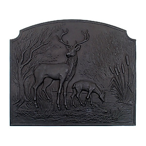 Minuteman International Deer Cast Iron Fireback, Black