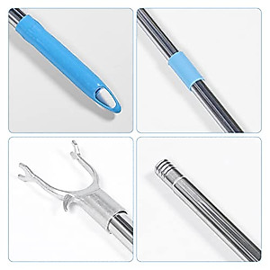 Reach Pole Hook Retractable Clothesline Prop Telescopic Handle Clothing Hook Pole Adjustable Clothesline Rod Hanger Garment Pole with Hook for Closet Shelf Ceiling