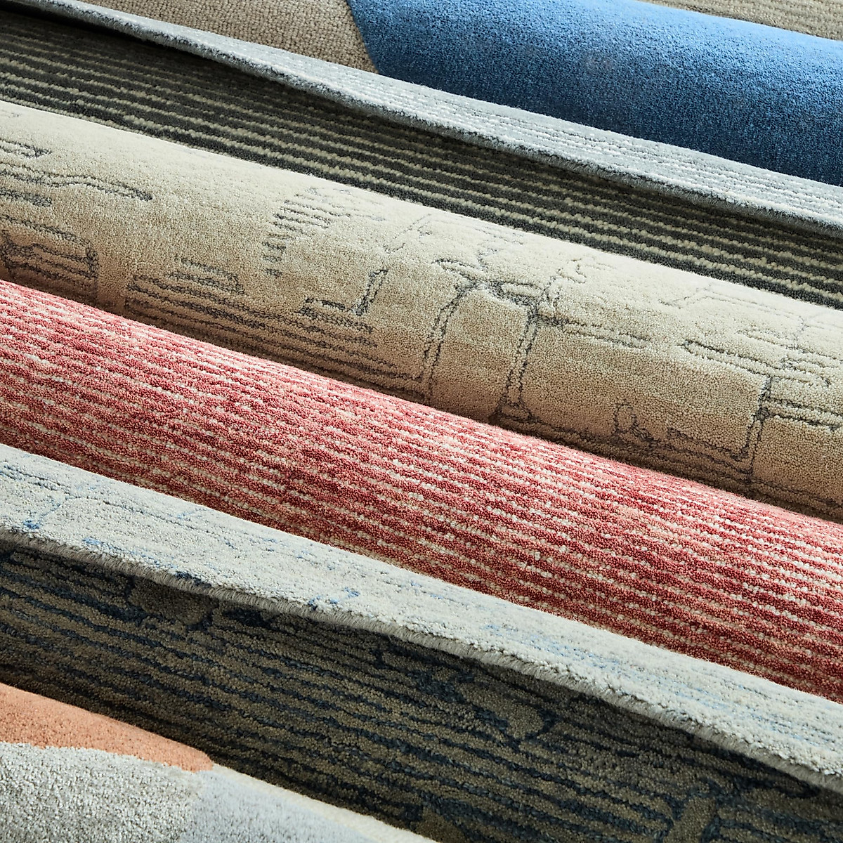 TOWN & COUNTRY LUXE Olso Abstract Colorblock Handcrafted Wool Area Rug, Beige/Rust/Grey, 5"x7"