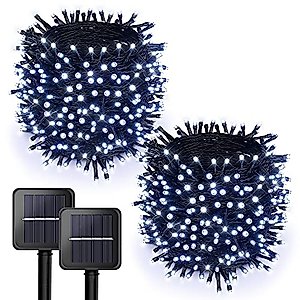 woohaha 2 Pack Solar String Lights Outdoor, 39ft 100 LED 8 Modes Waterproof Fairy Lights, Decoration for Garden Tree Patio Yard Wedding Party (100L-Cool White)