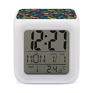 Colorful Lizards Geckos Alarm Clock 7 Colors Digital Clock Cute Bedside Clock for Home Office Decor