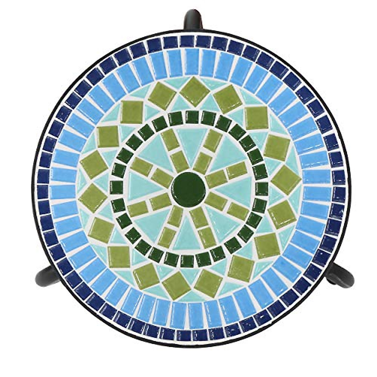 Christopher Knight Home Iris Outdoor Ceramic Tile Side Table with Iron Frame, Blue / Green