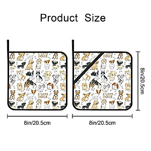 Cute Dogs Pot Holders Set of 2 Kitchen Heat Resistant Potholder for Microwave Cooking Baking Oven End Dishes and BBQ