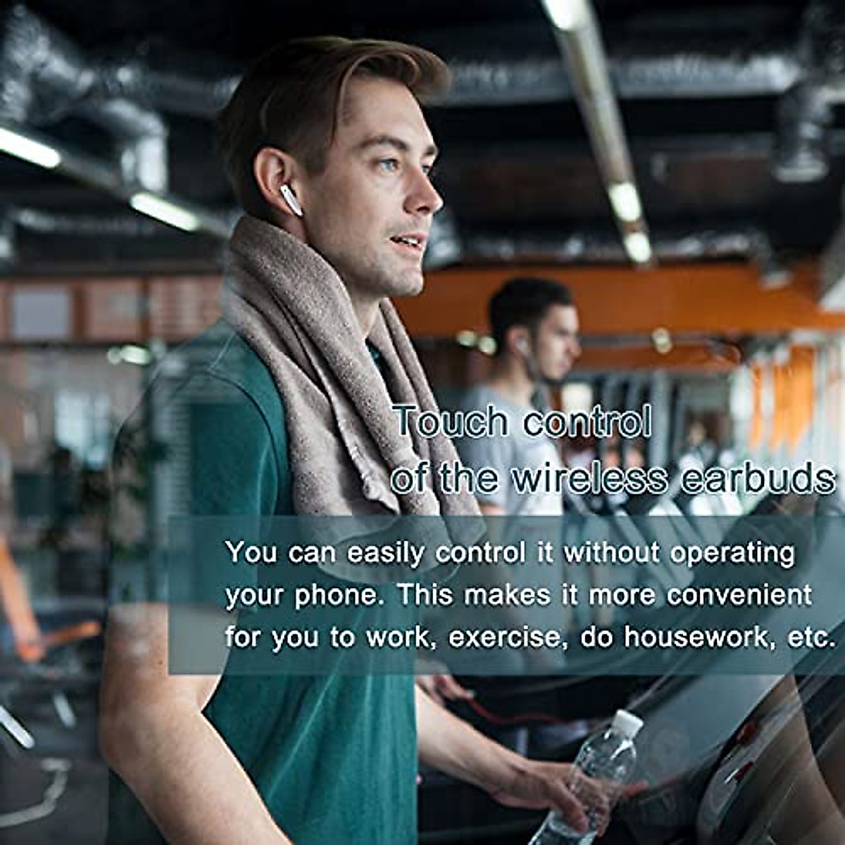 Wireless Earbuds, Touch Control Headphones, Built-in Noise Cancelling in-Ear Earbuds, Stereo Earphones with Charging Case and Digital Display, Portable Headphones for Sports/Home/Office/Fitness/Game