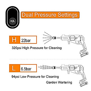 Battery Powered Pressure Washer Cordless Portable Power Cleaners Car Washer 320PSI 94PSI Garden Watering with 2000mAh Battery Hose Nozzles and Accesseries