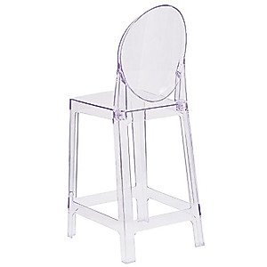 Flash Furniture Ghost Counter Stool with Oval Back in Transparent Crystal