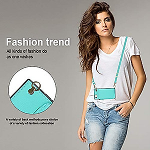 DEFBSC Zipper Wallet iPhone 8 Case, iPhone 7 Case, iPhone SE 2020/ SE 2022 Case, PU Square Wallet Case with Crossbody Chain Credit Card Holder Slot Shoulder Handbag Purse Wrist Strap Case(Green)