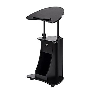 HOMCOM Adjustable Height Laptop Cart with Storage - Black