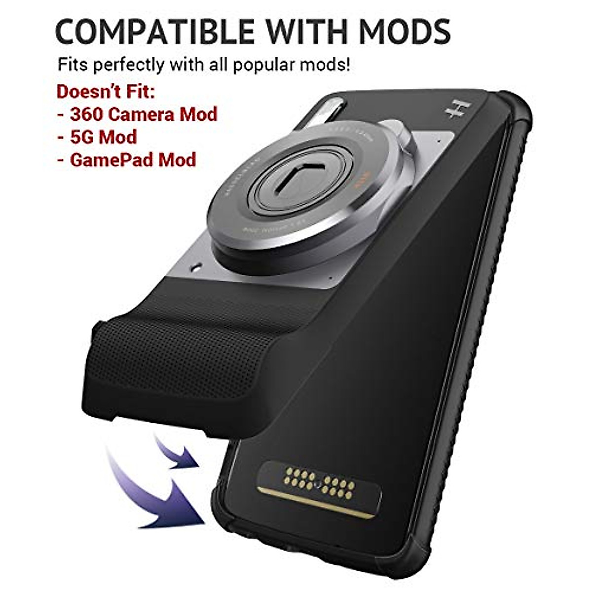 CaseWe - Motorola Moto Z4 Protective Flexible Double Injection Technology (TPU+PC) Bumper Case Cover/Compatible with Moto Mods - All Matte Black