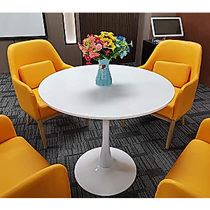 Modern Round Table - 31.5'' Round White Kitchen Table with MDF Table Top, Modern Table Top Tulip Table Round Kitchen Table for Kitchen, Dining Room and Living Room