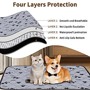 MelonArt Washable Dog Pee Pads Reusable Puppy Training Pads Non-Slip Waterproof Potty Mat for Training, Travel, Whelping, Housebreaking, Incontinence (18x24 inch (Pack of 2))