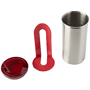 Brabantia Senseo Coffee Pod Storage Jar with Senseo Imprint with Matt Steel Fingerprint Proof Red Lid