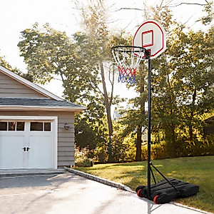 Yaheetech Portable Basketball Hoop Stand Backboard System Height Adjustable 5.2-7 ft Basketball Goal Indoor Outdoor with Wheels Red