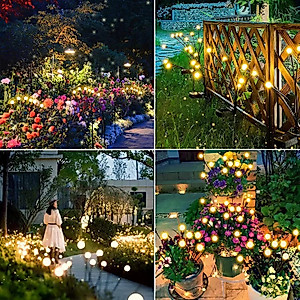 YUMMIS Upgraded Solar Swaying Light, Sway by Wind, Solar Outdoor Lights, Yard Patio Pathway Decoration, High Flexibility Iron Wire & Heavy Bulb Base, Warm White(2 Pack)