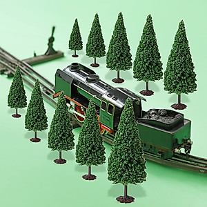 Model Cedar Trees 12PCS Train Scenery Landscape Pine Miniature Diorama Trees Mixed Model for Road Architecture Building DIY Decoration Gift (12)