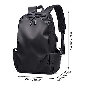 Ellymi Backpack Fashion New Pattern Simple Solid Color Large Capacity Practical Computer Bag Travel Leather (Black, One Size)