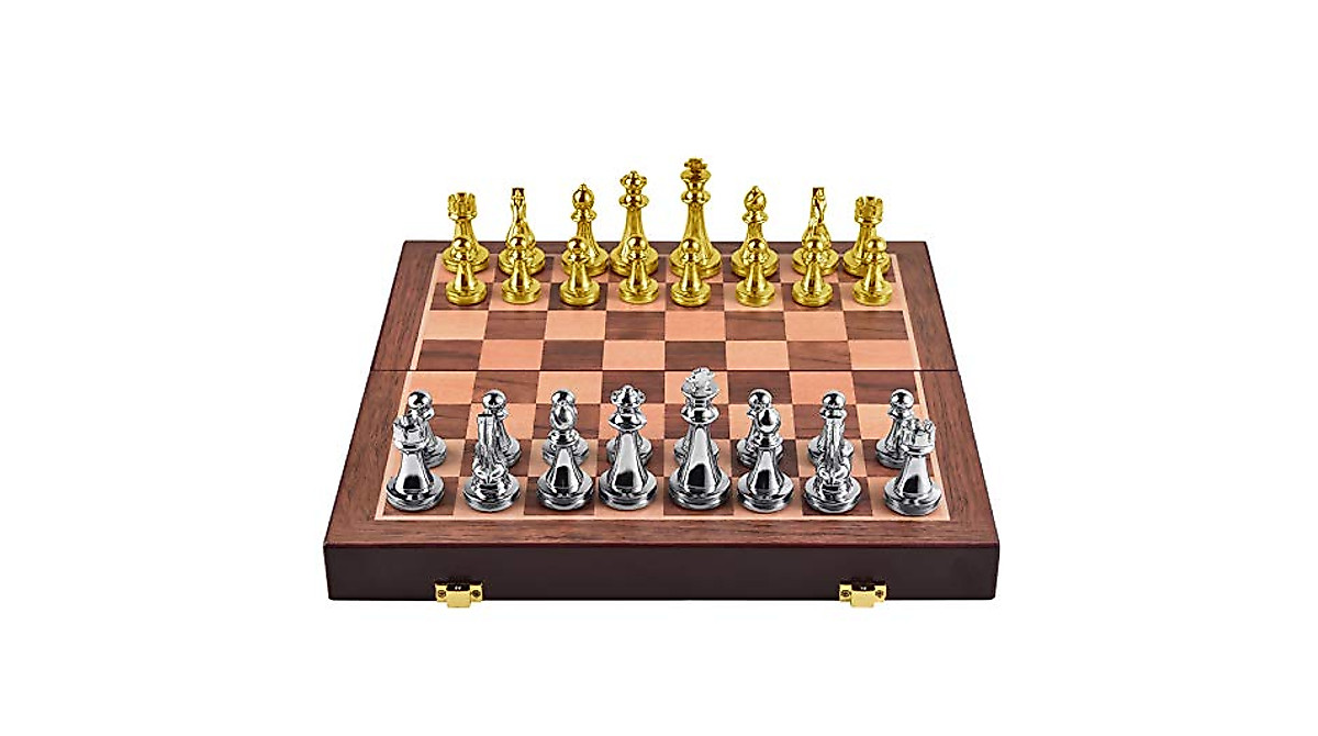 Agirlgle Deluxe Metal Chess Set for Adults & Kids | Travel Friendly Design