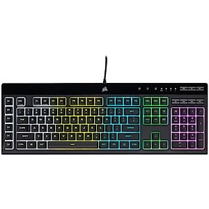 Corsair K55 PRO LITE RGB Wired Membrane Gaming Keyboard (5-Zone Dynamic RGB Backlighting, Six Macro Keys with Stream Deck Integration, IP42 Dust and Spill Resistant, Dedicated Media Keys) Black