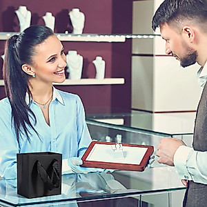 driew Small Black Gift Bags 50 Pcs, 4" x 2.8" x 4.5" Min Thick Kraft Paper Bags Bulk with Black Handles Set for Wedding Party Birthday Gathering Baby Shower