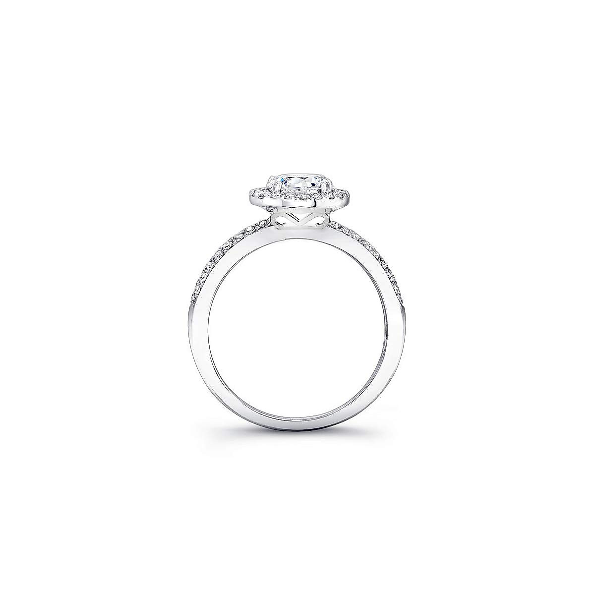 Florence Jewelers 18K Gold Plated Halo Round Cut Cubic Zirconia Engagement Ring, Sizes 6-8 (White Gold, 6)