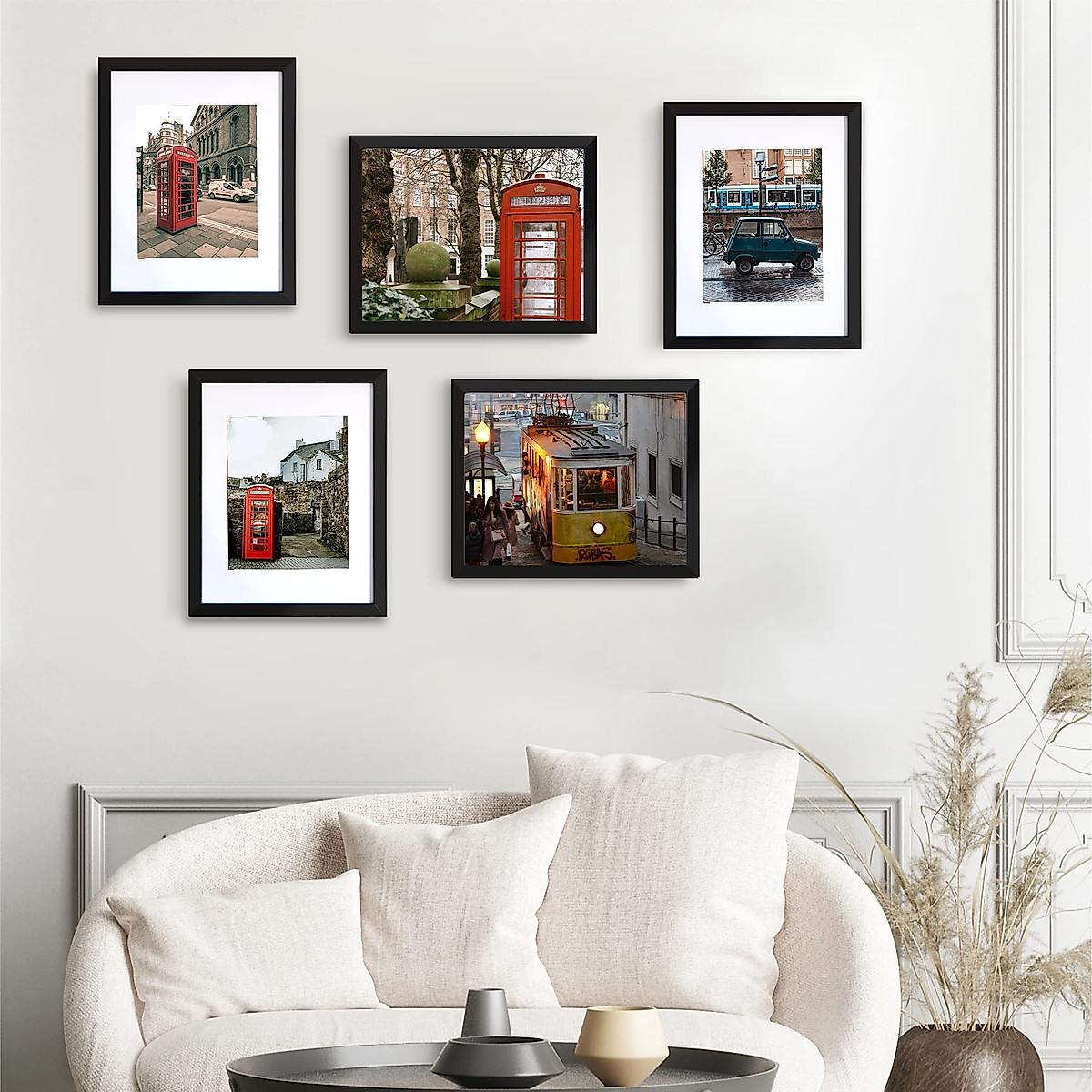 BESCRCL 11x14 Picture Frame Black Set of 6, Display Pictures 8x10 with Mat or 11x14 without Mat, Photo Frames for Wall Mounting