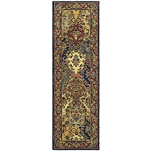SAFAVIEH Heritage Collection Runner Rug - 2'3" x 12', Beige & Burgundy, Handmade Traditional Oriental Wool, Ideal for High Traffic Areas in Living Room, Bedroom (HG911B)