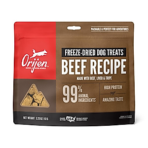 ORIJEN® Freeze Dried Dog Treats, Grain Free, High Protein, Raw Animal Ingredients, Ranch-Raised Beef, 3.25oz