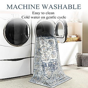 Lahome Boho Door Mat Indoor Entrance, 2x3 Rugs for Entryway Washable Non Slip Small Rugs for Bedroom Throw Thin Kitchen Rugs Bathroom Mats, Blue Medallion Print Doormat Carpet for Office Entrance