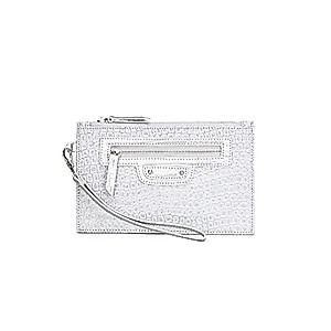 LAM GALLERY Silver Wristlet Purse for Party Prom Shiny Crocodile Evening Clutch Handbag