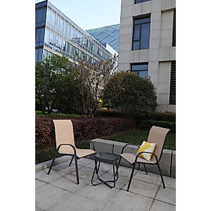 UDPATIO Patio Dining Chairs Set of 4, Outdoor Furniture Chairs, Breathable Seat Fabric and Alloy Steel Frame for Backyard, Porch, Garden, Poolside (Brown)