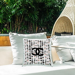 Stupell Industries Chic Fashion Brand Symbol Purses Outdoor Printed Pillow, 18 x 18, Multi-Color