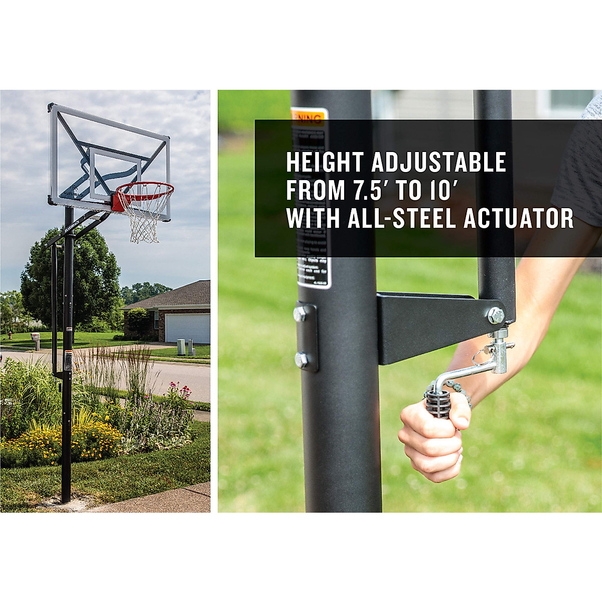 Silverback NXT 54" In-Ground Basketball Hoop with Adjustable-Height Backboard and QuickPlay Design , Black