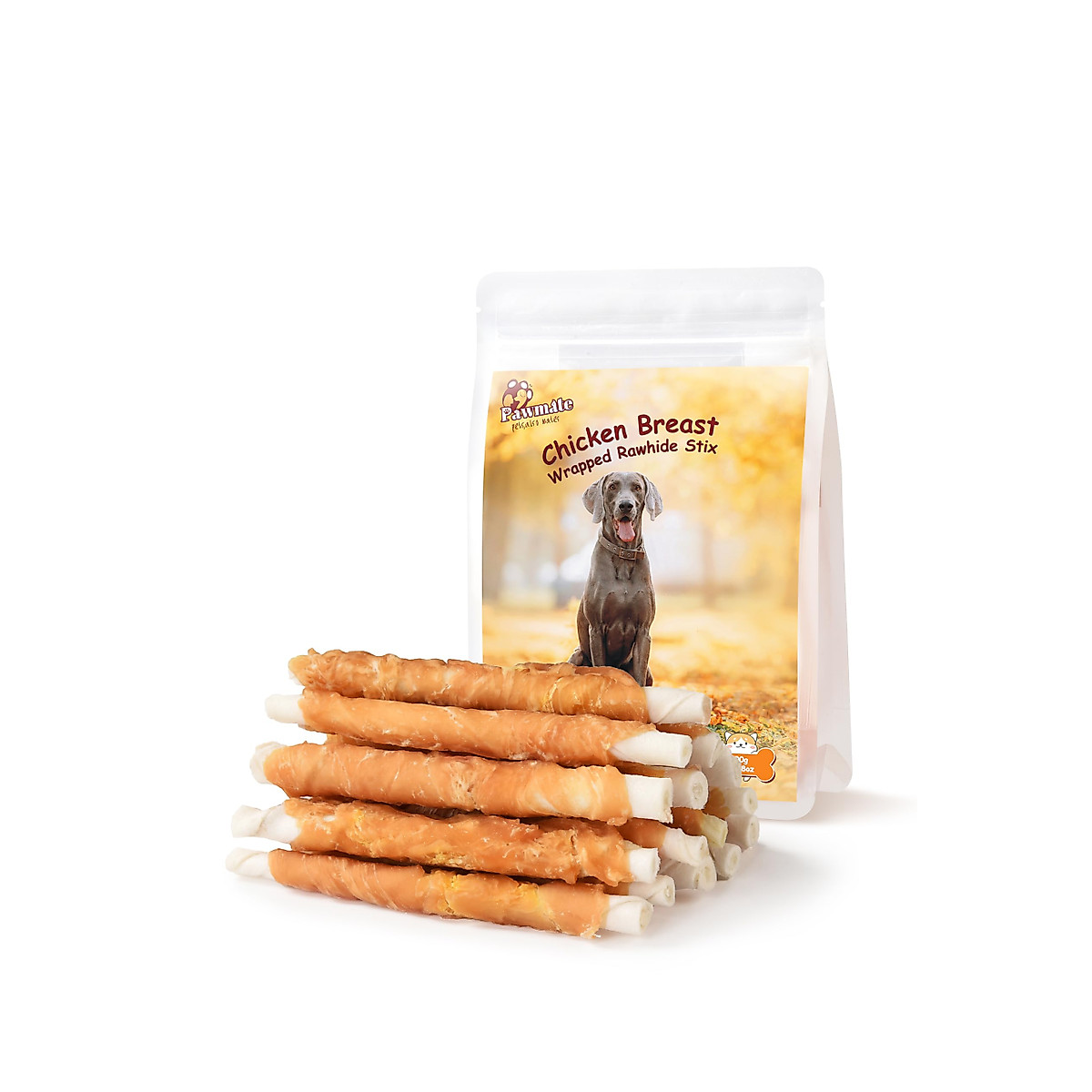 Pawmate Chicken Wrapped Rawhide Sticks, Long Lasting Dog Treats High Protein Dog Chews Trainning Snacks Natural Chicken Treats for Small Medium Large Dogs 20-21 Count