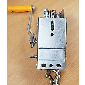 2000LB H.D. Hand Winch Dual Gear Steel Cable ATV Towing Trailer Boat (1)