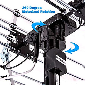 [Newest 2020] Five Star Outdoor Digital Amplified HDTV Antenna - up to 200 Mile Long Range,Directional 360 Degree Rotation,HD 4K 1080P FM Radio, Supports 5 TVs Plus Installation Kit and Mounting Pole
