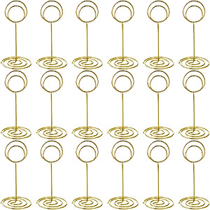 Toncoo 24 Pack Premium Table Number Holders and 24 Pcs Place Cards with Gold Foil Border, Place Card Holder, Table Sign Stand, Photo Picture Holders Wedding Table Name Card Holder(Gold)