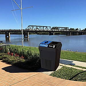 CleanRiver Flex E Bin - 50 Gallons | 2-in-1 Streams | Recycling & Waste Basket | Black Color