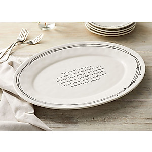 DEMDACO Family Blessings Black and White 17 x 13 Glossy Ceramic Stoneware Platter
