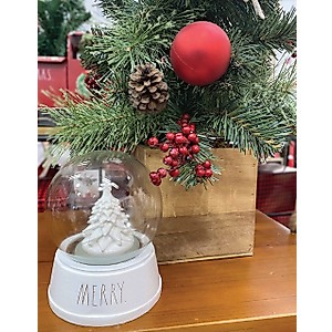 Rae Dunn Snow Globe - Christmas Snow Globes, Winter Holiday Decorations - Beautiful Clear Glass Snowglobe with Sturdy Base - Decorative Xmas Collectibles, Figurines, Merchandise, Souvenirs, Decor