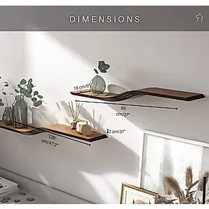 Floating Shelves with Hidden Mount, Wall Shelf with White Decor, Modern Furniture Made of Natural Wood, Geometric Wooden Shelf Office Bookshelves Bathroom Storage Bedroom (Cherry, 120cm (47.2 inch))