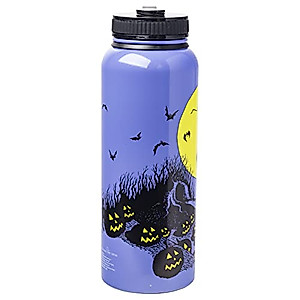 Silver Buffalo Nightmare Before Christmas Purple Hill Stainless Steel Water Bottle With Twist Lid, 42 Ounces