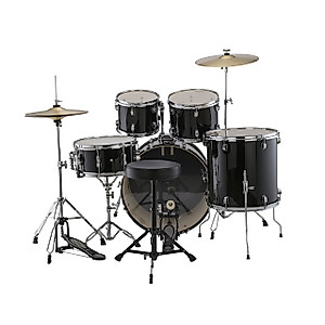 New Ludwig LC170 Accent Fusion Complete 5 Piece Drum Set Kit with Hardware & Cymbals (Black)