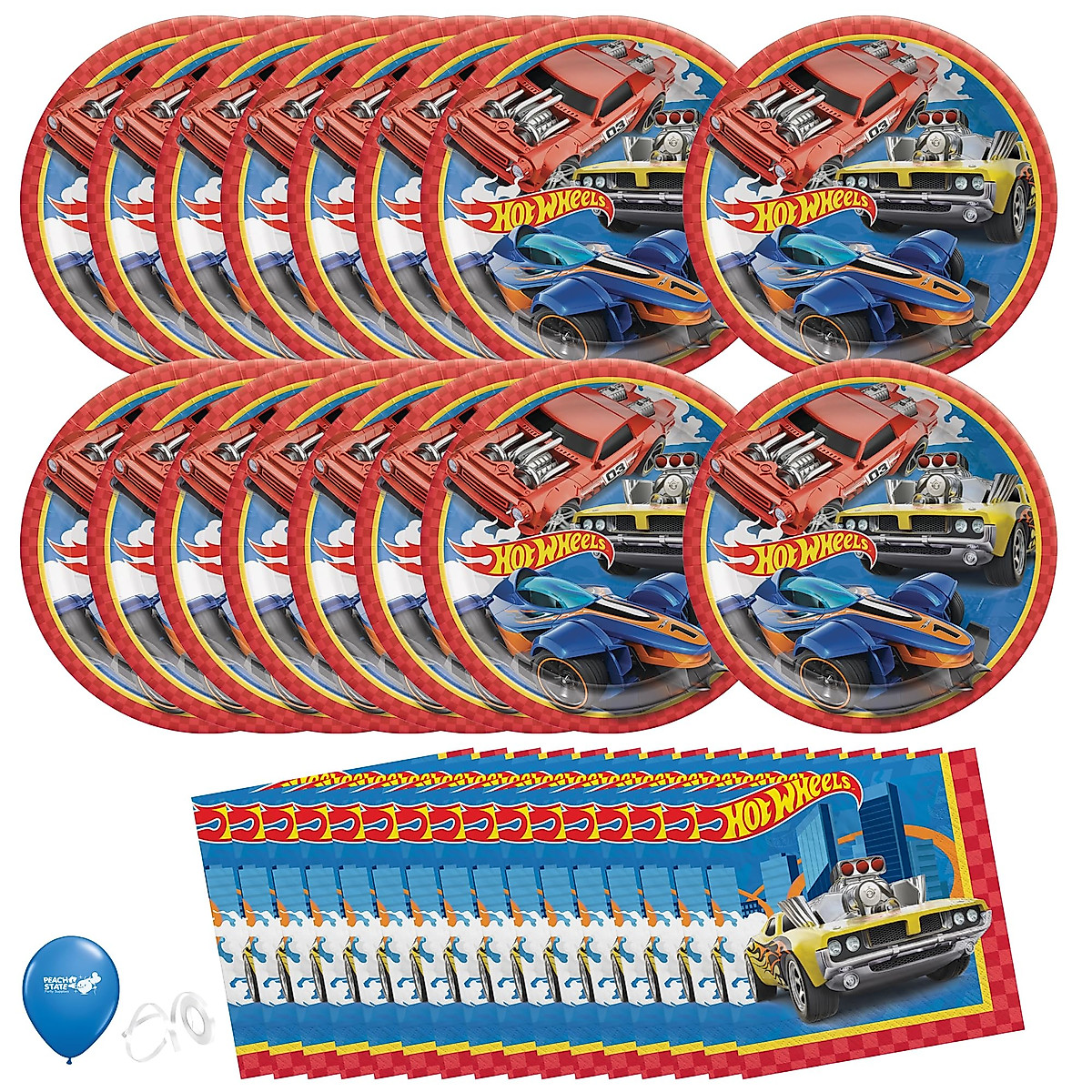 Hot Wheels Party Supplies Bundle (Pack for 16)
